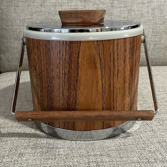 Kromex | Dining | Kromex Ice Bucket Mcm 96s Wood Chrome Plastic Ice ...
